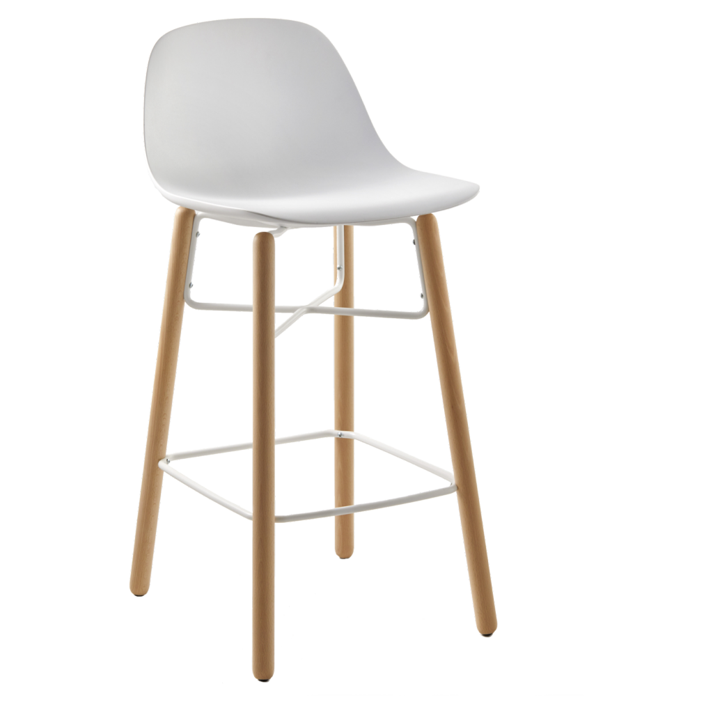 Tabouret Shelby blanc et bois - Créaligne | Groupe Sofive